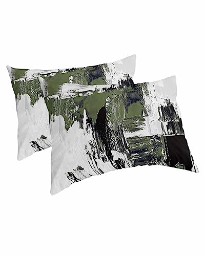 Turquoise Pillow Covers King Standard Set of 2 Bed Pillow, Watercolor White Modern Oil Painting Abstract Art Plush Soft Comfort for Hair/ Skin Cooling Pillowcases with Envelop Closure 20''x36''