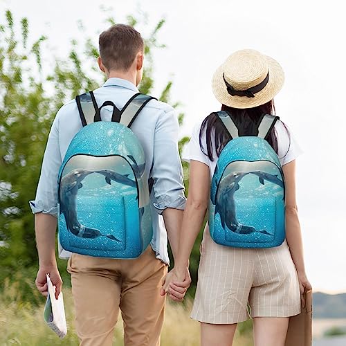 VGFJHNDF winter the dolphin print Canvas Backpack,Durable Canvas Backpack for Any Adventure