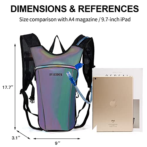 Hydration Backpack with 2L Water Bladder for Men & Women Suitable for Festivals, Raves, Hiking, Biking, Climbing, Running, Outdoors and More (Tin Grey)