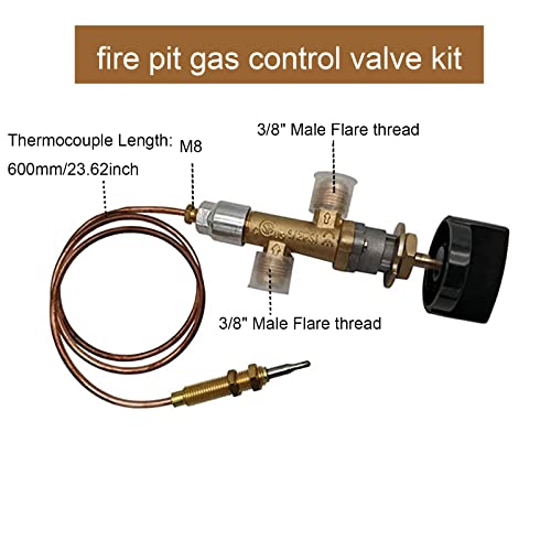 P1TOOLS Low Pressure LPG Propane Gas Fireplace Fire Pit Flame Failure Safety Control Valve Kit (Low Pressure Propane Valve with 3/8" Flare Inlet & Outlet), Suitable for Gas Grill, Heater, Fire Pit