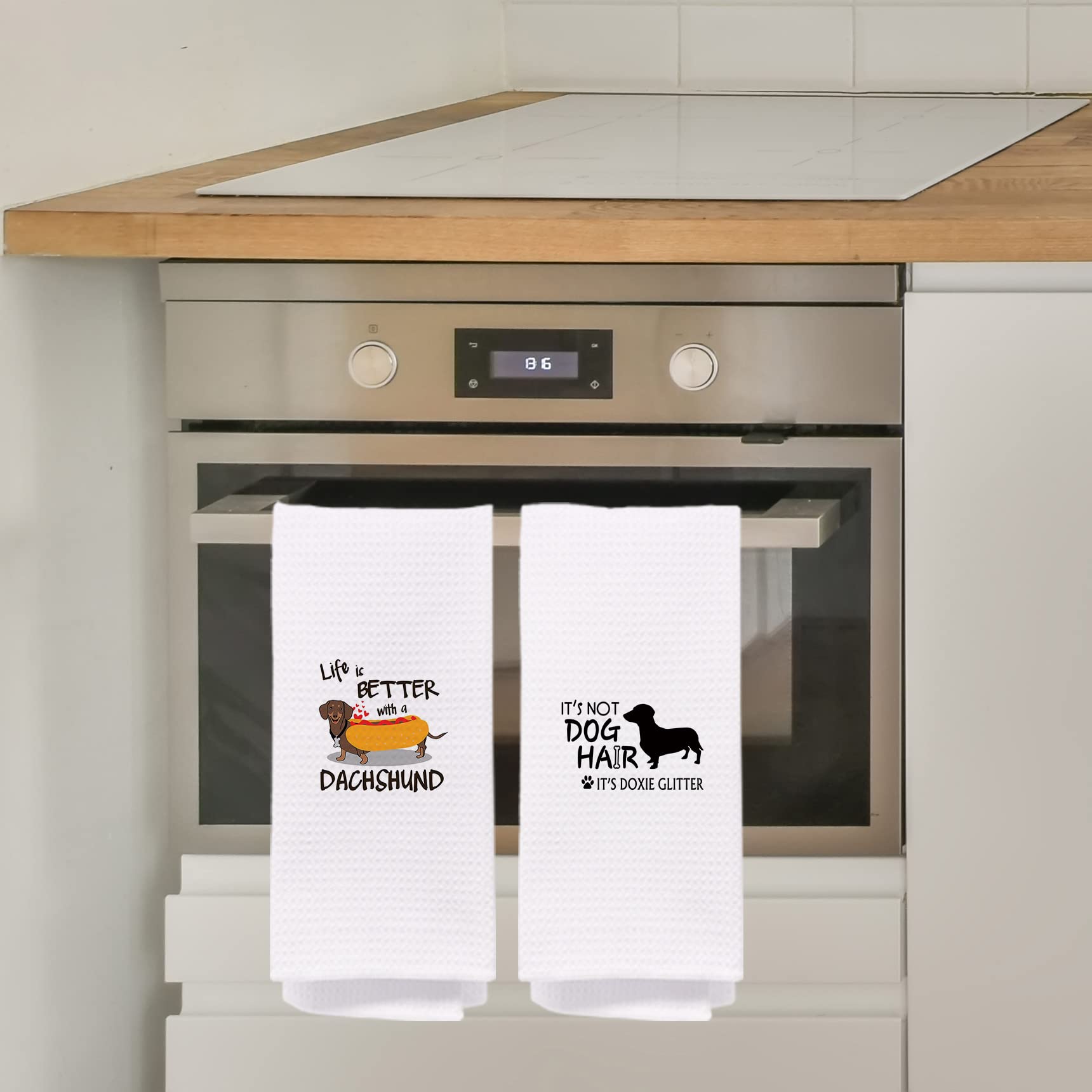 NEGIGA Dachshund Decor,Dachshund Gifts,Dachshund Gifts for Women,Dachshund,Kitchen Towels,Kitchen Towels and Dishcloths Sets,Towels Sets of 4