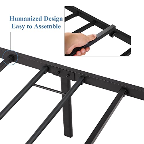 VECELO Full Size Bed Frame Metal Platform/Mattress Foundation with headboard Footboard/Steel Slat Support/No Box Spring Needed/Easy Assembly