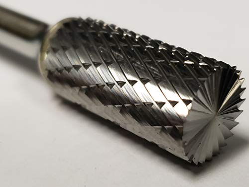 YUFUTOL SB-5 Tungsten Carbide Burr Cylinder Shape Double Cut Rotary Burrs File(1/2''cutter Dia , 1''Cutter Length) with 1/4'' (6.35mm) Shank dia