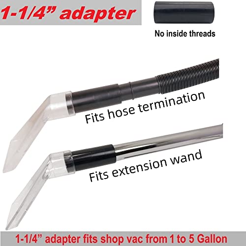 TunaMax Shop Vac Extractor Attachment with 1-1/4" & 1-7/8" Two Adapters for Upholstery & Carpet Cleaning and Car Detailing, Clear Nozzle Extraction Accessories for 1-9 Gallon Wet/dry Vacuum Cleaners