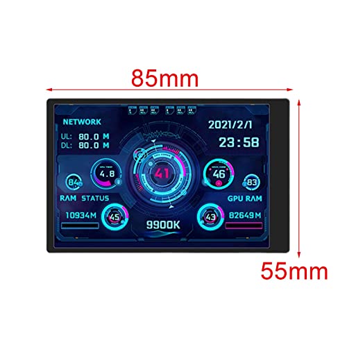 predolo Portable IPS LCD Monitor Display Temperature Display Computer Monitor Simple to Install Dynamic Display Secondary IPS Display for Computer