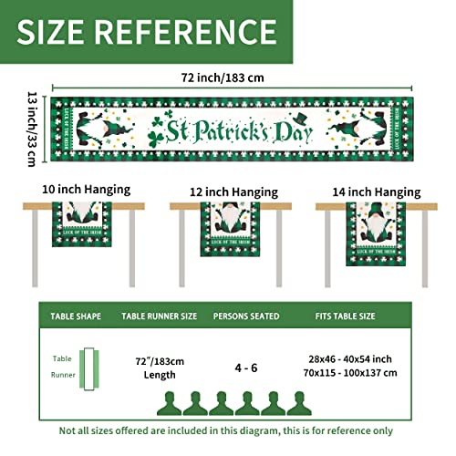 St Patricks Day Table Runner Lucky Clover Shamrocks Table Runners 72 Inches Long, Buffalo Plaid Gnome Burlap Holiday Kitchen Dining Table Decor for Home Party (Gnome Table Runner, 13" x 72")