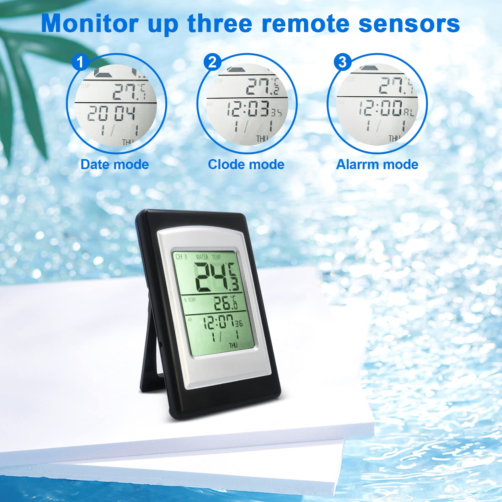 Metoluar Pool Thermometer, Wireless Floating Easy Read, Best Solar Remote Digital Outdoor Floating Thermometers for Swimming Pool, Bath Water, and Hot Tubs