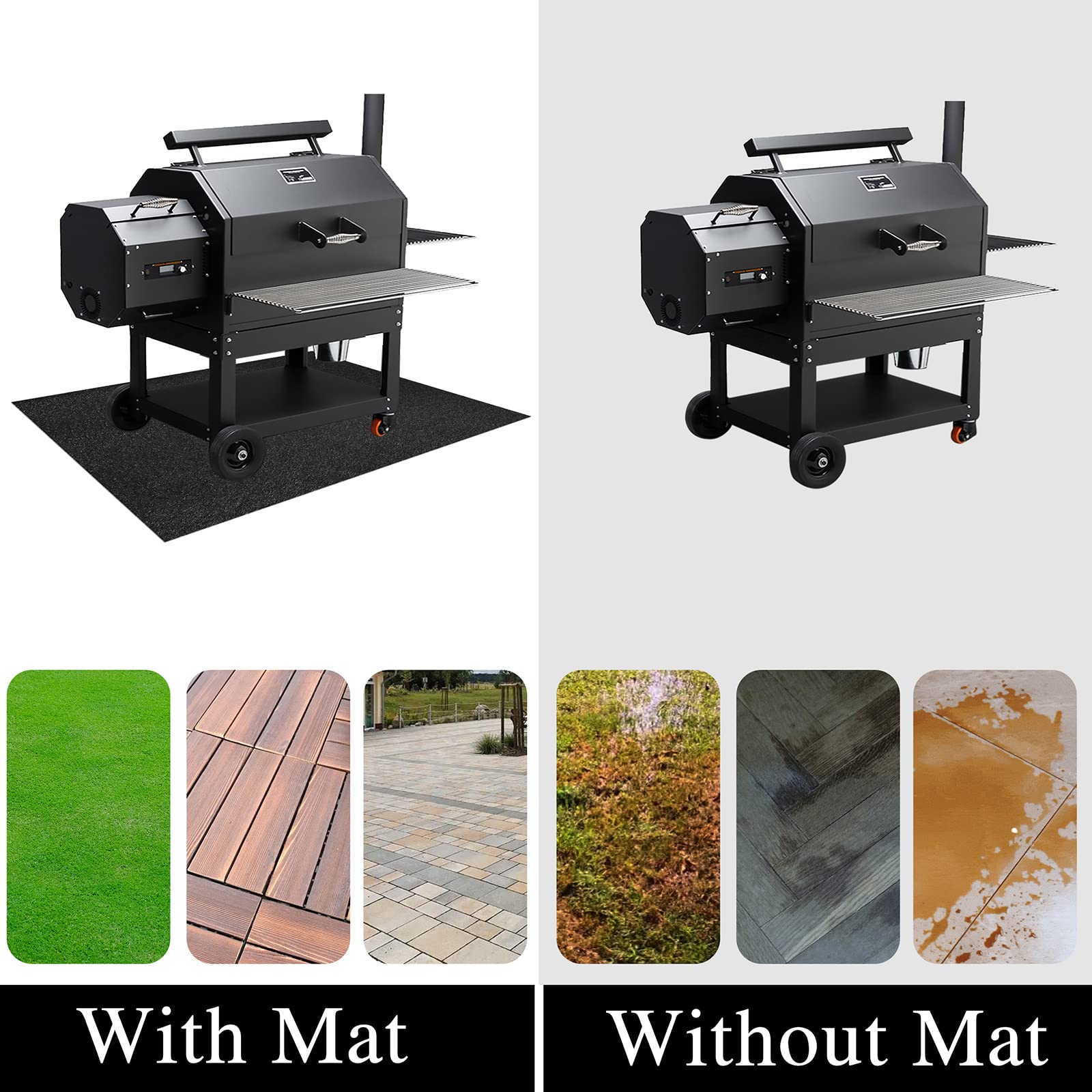 UBeesize 48x60 inch Under Grill Mat,Fireproof Flame Retardant Mat for Under Grill,Grill mats for Outdoor Grill Deck Protector,BBQ Mat for Under BBQ,Waterproof and Oil-Proof,Reusable