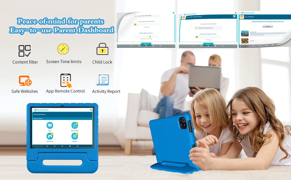 NOBKLEN Kids Tablet 10 Inch, 2023 Android Tablet for Kids and Parental Control, 2GB+32GB ROM, 6000mAh Battery