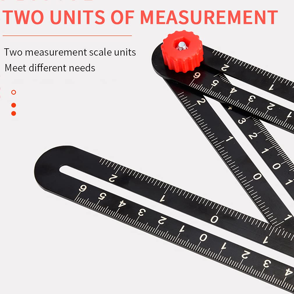 Multi Angle Aluminum Alloy Measuring Ruler, 16-Sided Angle Measurement Tool with Hole Punch Locator, Aluminum Alloy Multi-Function Angle Ruler (16-Sided)