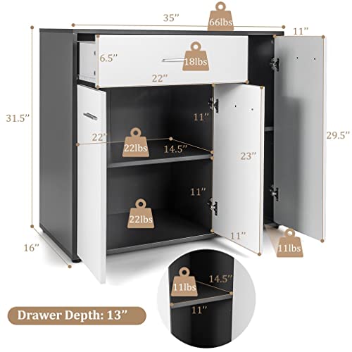 SEASD Buffet Sideboard Table Kitchen Floor Cabinets with Anti-Collapse Device
