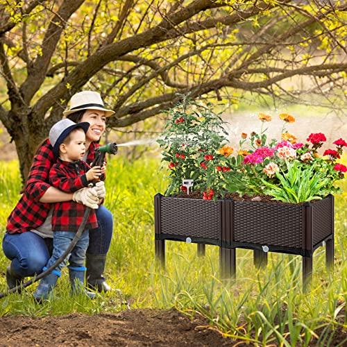 Raised Garden Bed with Legs Planters for Large planters Outdoor Plants Elevated Plastic Garden Planter Boxes Plant pots for Patio Backyard Porch Deck to Planting Flowers Vegetables and Herbs