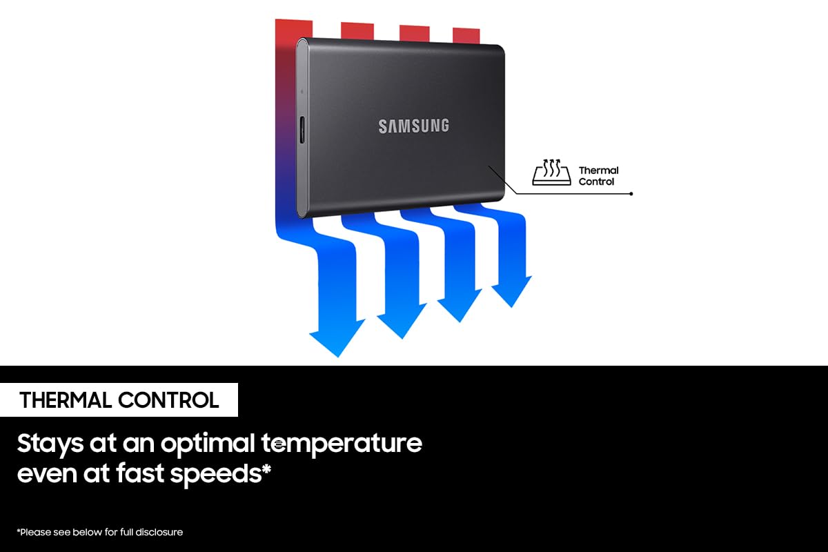 SAMSUNG SSD T7 Portable External Solid State Drive 1TB, Up to USB 3.2 Gen 2, Reliable Storage for Gaming, Students, Professionals, MU-PC1T0H/AM, Blue