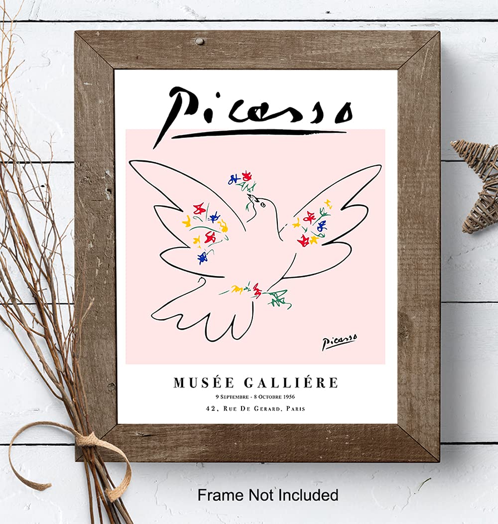 Pablo Picasso Minimalist Wall Art - Abstract Mid Century Modern Gallery Wall Art- Museum Poster - Line Art Wall Decor- Aesthetic Room Decor- Boho Wall Decor- The Impressionists - Dove of Peace