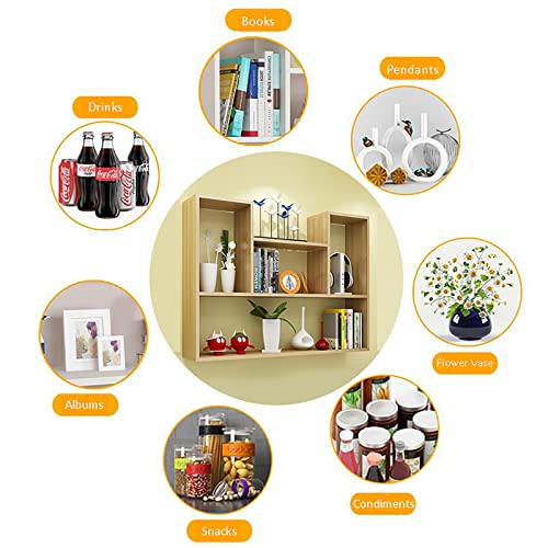 QQXX Wood Wall Mount Bookshelf,3 Tier Floating Shelves,Modern Wall Organizer Cabinets,Photos Cds Shelf,Wall Mounted Storage Rack for Kids Room Livingroom Bedroom Bathroom Kitchen