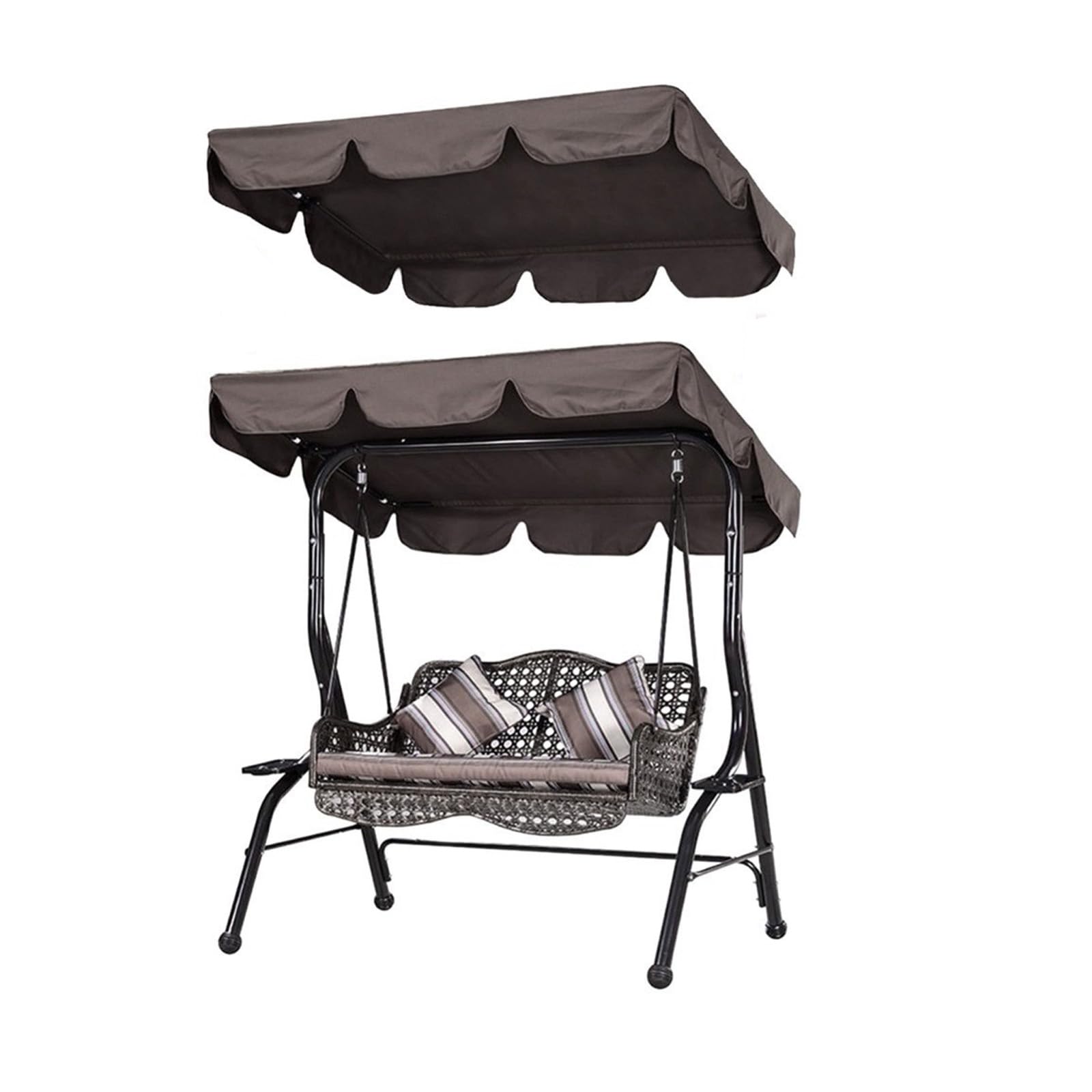 Swing Canopy Replacement, 77''X49'' Sun Shade Waterproof Swing Top Cover Garden Swing Top Canopy Cover for Outdoor Yard Park Porch Patio Furniture Awning Canopy Patio Furniture, Coffee