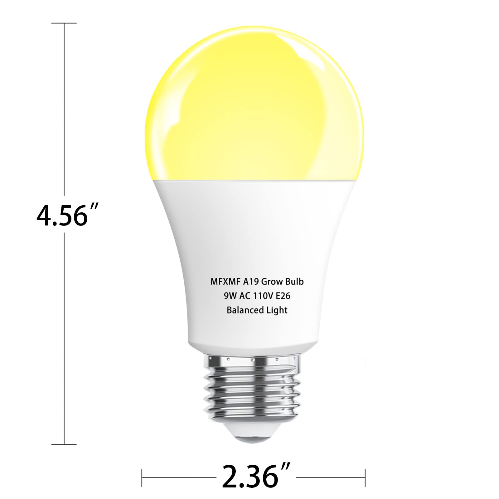 mfxmf 2 Pack LED Grow Light Bulbs A19 Bulb, Full Spectrum Plant Light Bulb, 9W E26 Grow Bulb Replace up to 80W, Grow Light for Indoor Plants, Flowers, Greenhouse, Indore Garden, Hydroponic