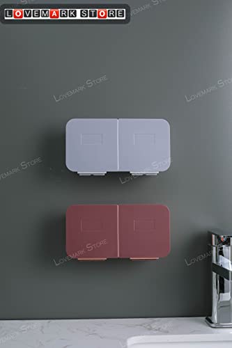 Qtip Holder | WALL-MOUNTED for Cotton Swabs | ORGANIZER | STORAGE BOX | 2 SEPARATE SECTIONED, WALL-MOUNTED, MULTI-PURPOSE COSMETIC BOX | JEWELRY STORAGE | MAKEUP COTTON SWAB ORGANIZER | HOUSEHOLD STORAGE BOXES. USAGE BEDROOM, BATHROOM, MAKEUP-TABLE