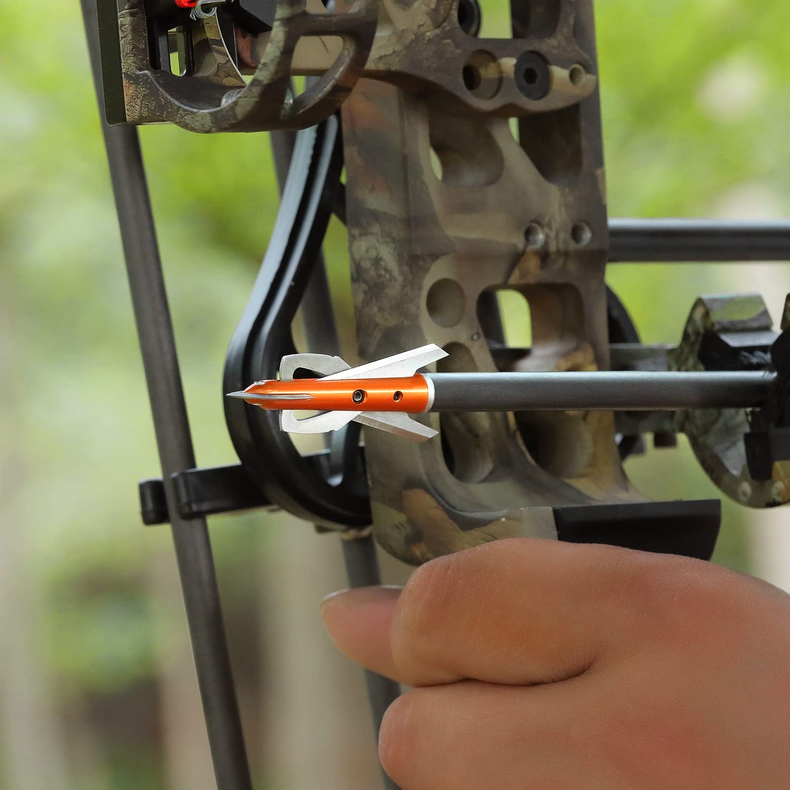 MAXONE Archery Broadhead 100 Grain, 6-Pack Mechanical 2-Blade Hunting Arrow Head with No Collar, Machined Aircraft Aluminum Ferrule, 035β Blades, 2β Cutting Diameter