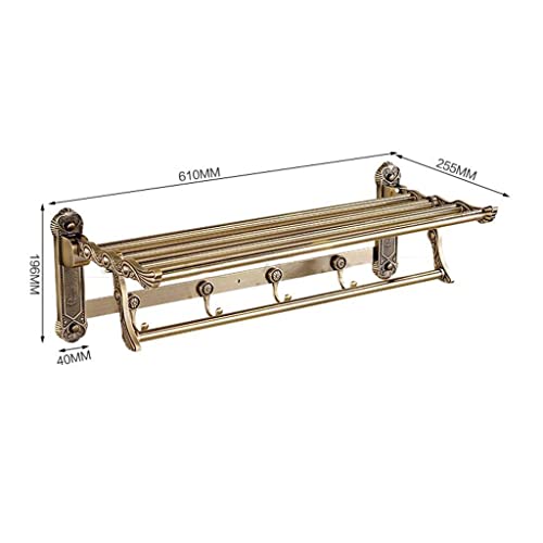 SHIJIESKY Towel Rail Wall Mounted, Kitchen and Bathroom Hardware Accessories,Stainless Steel Towel Rack,Antique Folding Bath Towel Rack,Bathroom Shelf