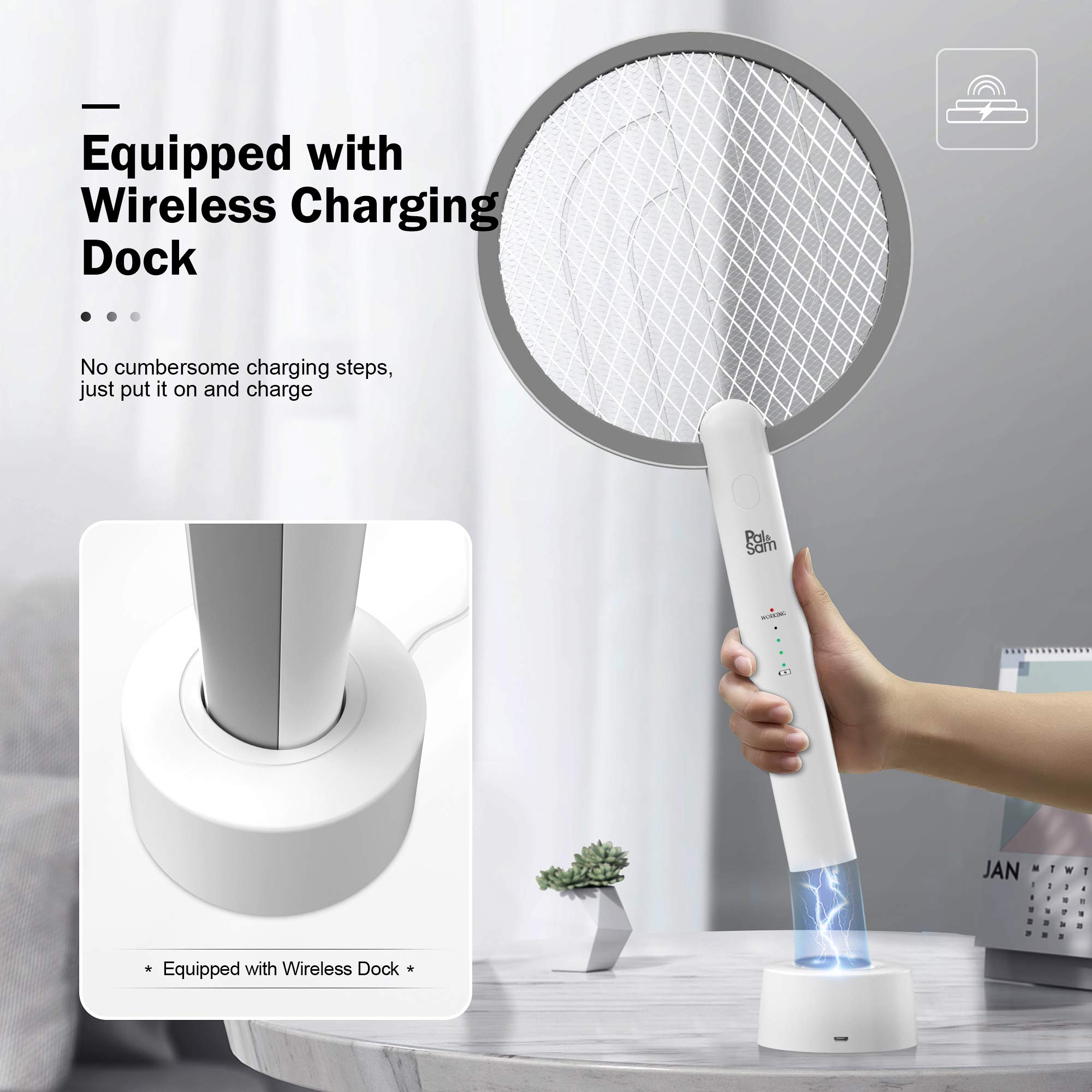 PAL&SAM Bug Zapper, Mosquito Killer USB/Rechargeable, Electric Fly Swatter Lamp & Racket 2 in 1 for Home, Bedroom, Kitchen, Patio (BZ02)