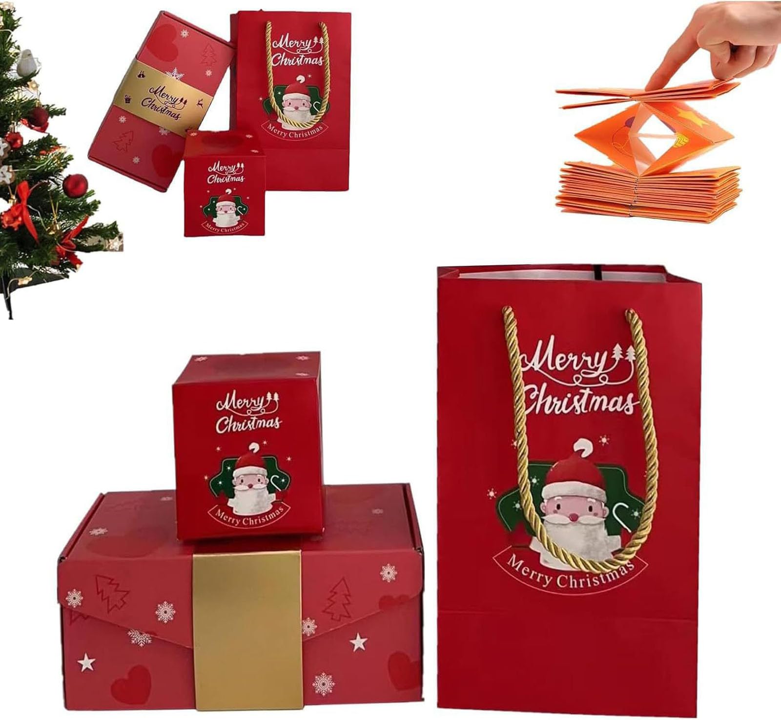Surprise Gift Box Explosion for Money, 2024 Newly Merry Christmas Surprise Gift Boxes, Folding Pop-Up Explosion Gift Box, Christmas Boxes Explosion Gift Box for Money and Birthday (10 Boxes Red)