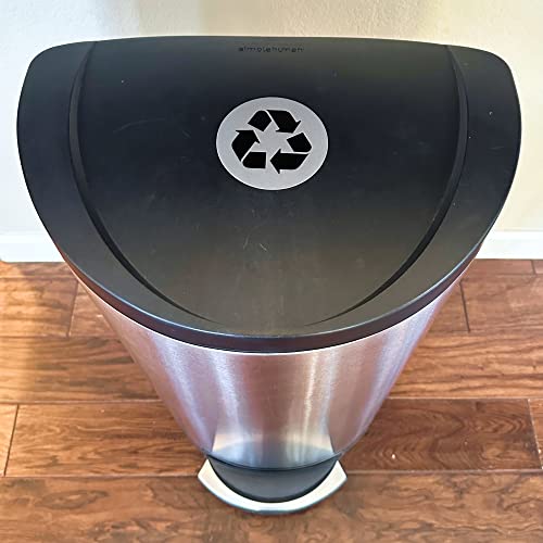 Stickios Recycle Stickers for Trash Cans (3 PCS) - Bubble-Free, Damage-Free, Removable Vinyl - Indoor or Outdoor Garbage Bins - Waste Management Stickers (Silver)