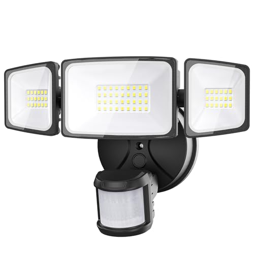 Onforu LED Security Lights Motion Outdoor, Flood Lights Outdoor Motion Sensor Light, Motion Detector Lights for Outside, 50W, 5000LM, 6500K, IP65 Waterproof, 3 Adjustable Heads