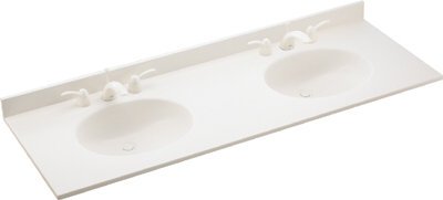 Swan VT022612B.018 Ellipse Solid Surface Double-Bowl Vanity Top, 61" L x 22" H x 5.5" H