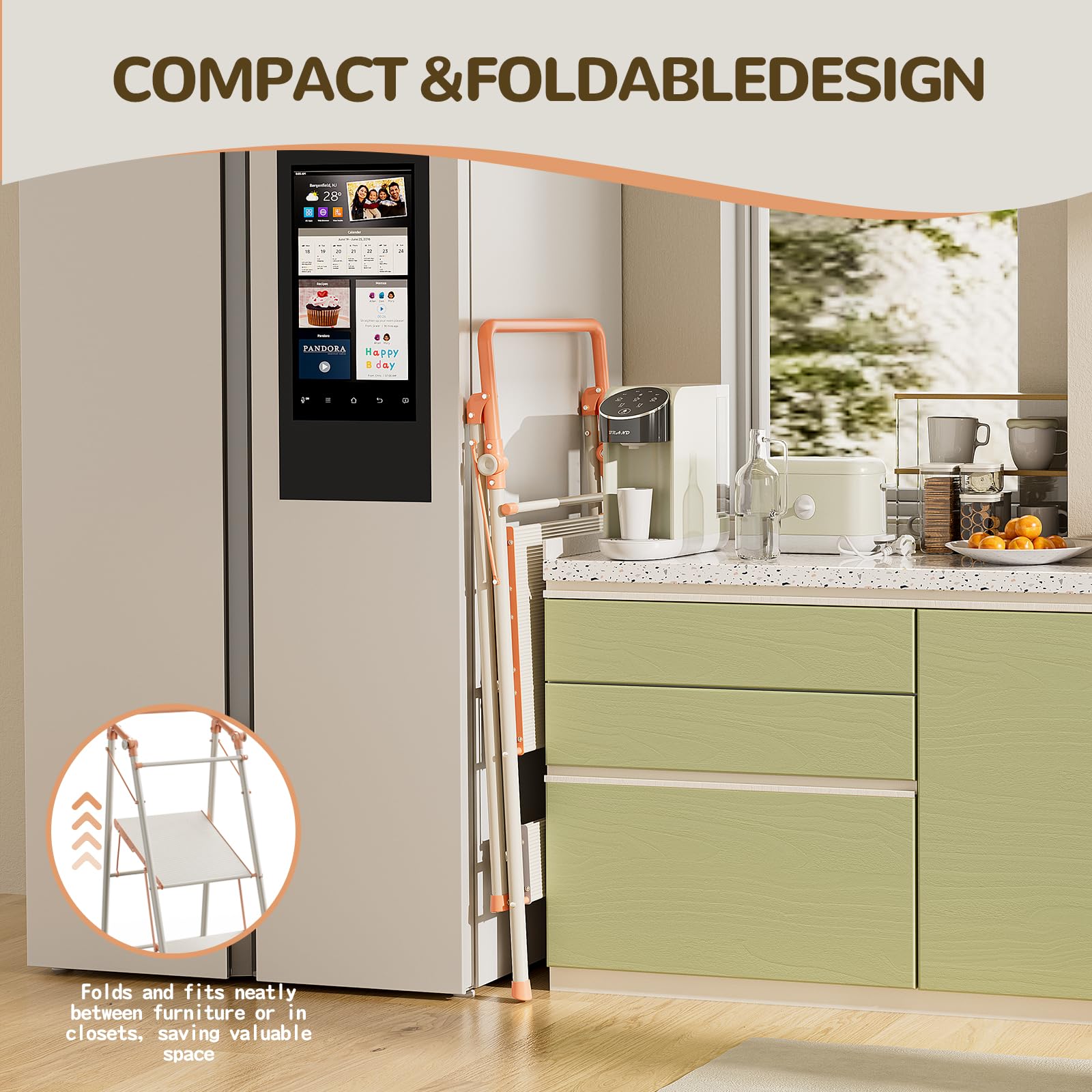 UNICOO® Foldable Toddler Tower - 2-Step Ladder for Adult, Toddler Tower Foldable and Compact - Foldable Kitchen Tower, Kids Step Stool, Folding Toddler Tower for Kitchen and Bathroom