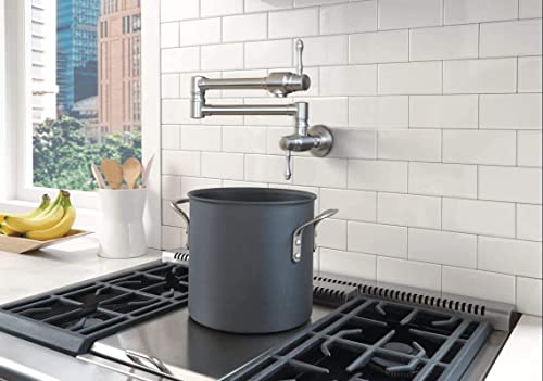 MSTJRY Pot Filler Faucet Wall Mount Stainless Steel Commercial Kitchen Faucet Double Joint Spout Folding Stretchable Swing Arm with Single Hole 2 handles