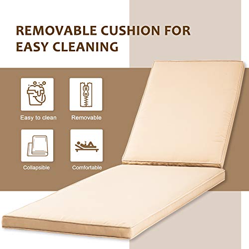 Pamapic 8512 Pieces, Chaise Thickened Cushion, PE Rattan Steel Frame Pool Lounge Chair Set for Patio Backyard Porch Garden Poolside, 2 PCS, Beigeā¦