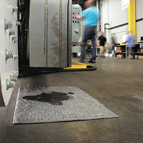 New Pig Premium Absorbent Mat Pads | 100 Oil Absorbent Pads | The Original Pig Mat | 15" x 20" Oil Pads | Each Pad Absorbs 28 oz | Total Absorbency is 22 Gallons | 100-Count | MAT203