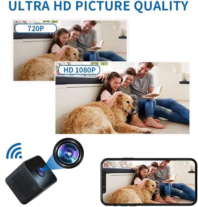 Spy Hidden Camera Wireless Mini WiFi Camera Home Small Security Camera Nanny Cam with Night Vision Motion Sensor for Indoor Outdoor with App for Cellphone Dog Camera with Battery Surveillance Cameras