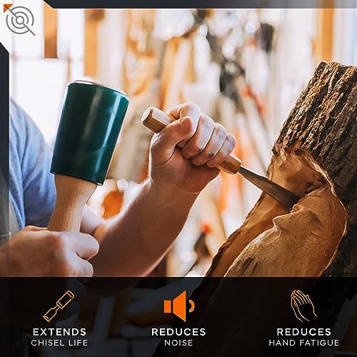 Schaaf Wood Carving Tools 15oz Small Wooden Mallet | Wood Tools Woodworking | Wood Hammer | Comfortable Handle Reduces Hand Fatigue | Urethane Reducer Noise, Absorbs Force to Protect Woodworking Tools