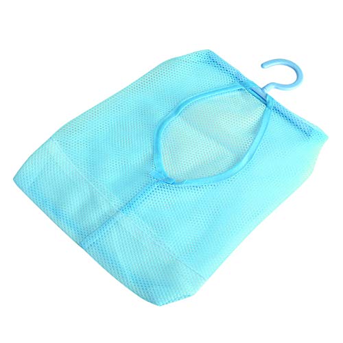 Tomotato Clothespin Bag, Hanging Mesh Bag with Hanger Multi Purpose Hanger Socks Underwear Storage Mesh Organizer Bag for Bathroom Wardrobe Laundry Clothesline Outdoor, 11.8 x 10.2in(Blue)