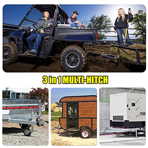 SKYMIRO 1-1/4" Solid Shank 3 in 1 ATV UTV Multi Hitch Mount with 2 inch Ball Hitch (Rated 2000 LBS), Winch Strap Loop (Rated 5000 LBS), β
Pin Hole for Yard Work Equipment & Utility Trailers