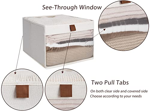 StorageWorks Closet Storage Bins with Clear Window 3 pack, Storage Baskets for Organizing, Foldable Storage Baskets for Shelves 3 pack