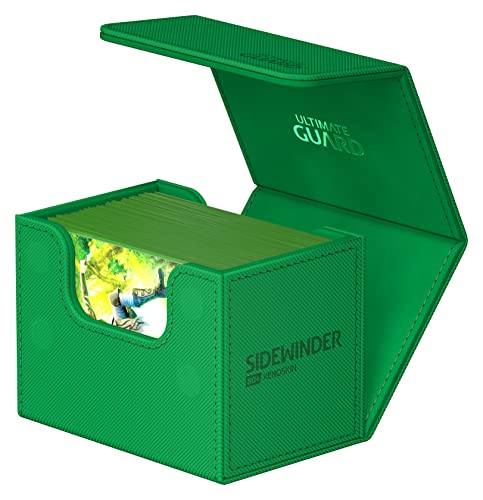 Ultimate Guard Sidewinder 80+, Deck Box for 80 Double-Sleeved TCG Cards, Green, Magnetic Closure & Microfiber Inner Lining for Secure Storage
