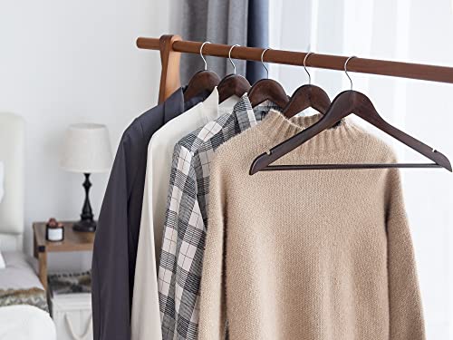 StorageWorks Wooden Coat Hanger, Wood Clothes Hangers 20 Pack, Walnut Color, Natural Wood Hangers for Coats, Shirts, Jackets, Pants, Suits
