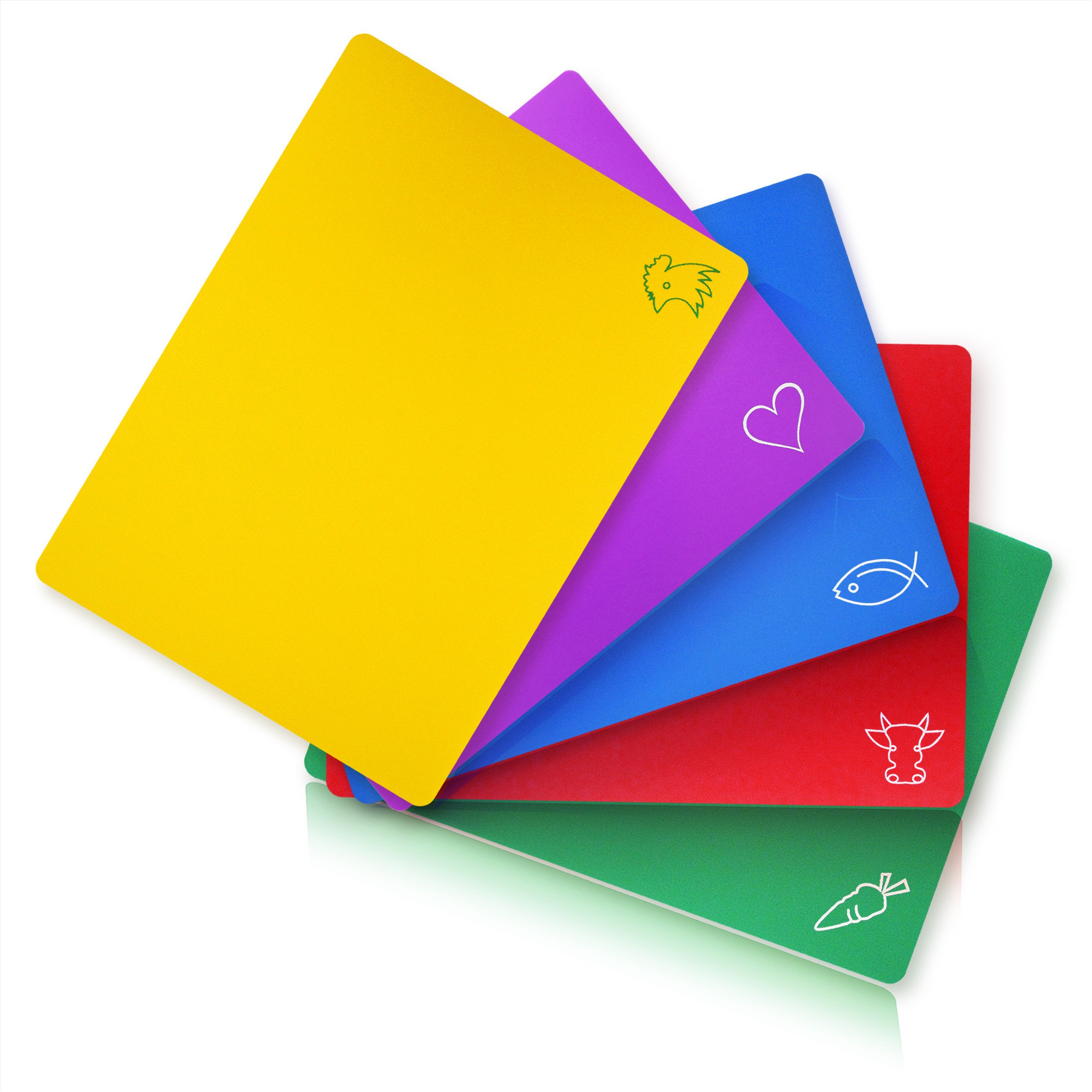 New Star Foodservice 28713 Flexible Cutting Board, 12-Inch by 15-Inch, Assorted Colors, Set of 5
