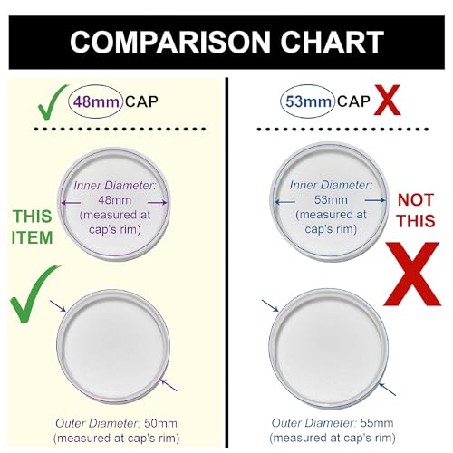 Screw-On Caps Compatible with 1-5 Gallon Bluewave, New Wave Enviro, PureAqua Brand Water Jugs, 48mm Size Bottle Lids, 2pk