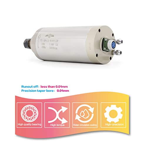 RATTMMOTOR CNC Spindle Motor, 3KW Water Cooled Spindle Motor 220V 12A ER20 Spindle 4-Bearings 100mm Spindle Motor 400HZ 3-Phase for CNC Router Engraving Milling Machine