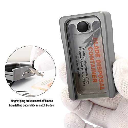 NEWISHTOOL Aluminum Alloy Disposal Blade Box to Break Snap Off Blade and Storage Used Blades, with Magnet and Hanging Clip Blade Disposal Container Safe to Dispose of Most Utility/Razor Blades