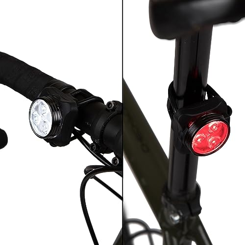 Square1 Bicycle Lights Front and Rear Rechargeable - Bright 300 Lumen Bike Lights for Night Riding - Durable, Waterproof & Multi-Use - Perfect Bike Head Light & Tail Light Set for Night Riding