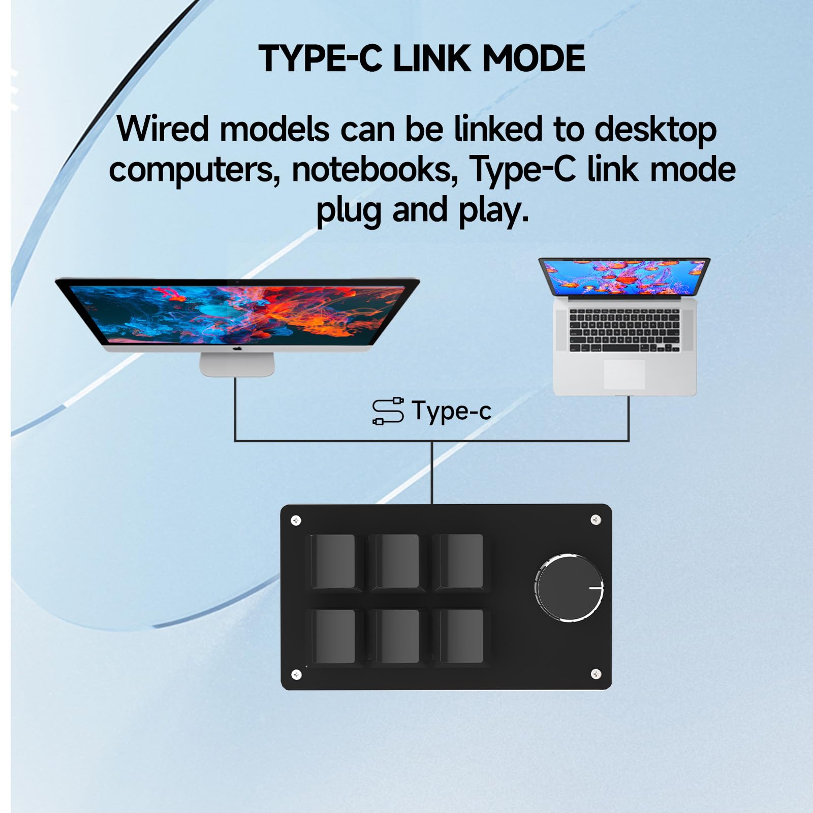 SIKAI CASE 6 Key Macro Programmable Keyboard,Mini Mechanical Gaming Macro Keyboard,Custom Knob KeyPad, Hotswap Red Switch Gaming Keyboard,USB C Wired Mini Macro Keyboard with Software