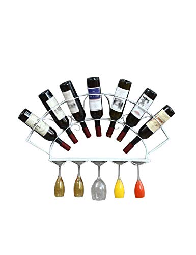 Stylish Simplicity Wine Rack Metal Wall-Mounted Stylish Simplicity Wine Rack and Glass Bracket European Wrought Iron Wall-Mounted Stylish Simplicity Wine Rack Wine Goblet Rack Display Stand White 56