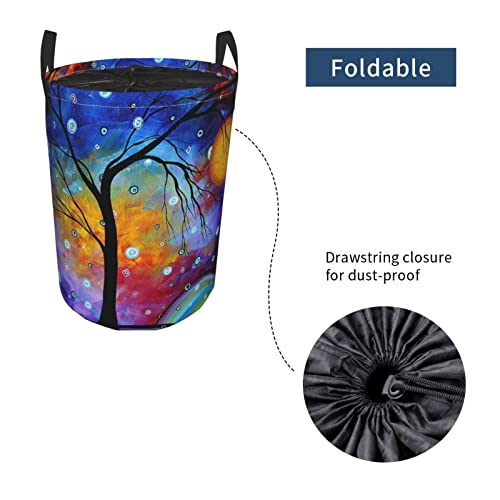 UMBRELO Life Tree Large Laundry Hamper, Colorful Laundry Basket Dorm Creative Trees Dirty Cloth Hampers Waterproof With Leather Handle, For Bathroommedium