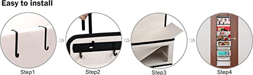VICTORICH Super Convenient Sturdy Door Over Hanging Organizer, Behind The Door Storage Organizer with Hook and Large Clear Windows, Hanging Wall File Organizer (1 Pack A-Silk-Beige)