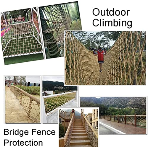 OUYOXI Hemp Rope Net 8mm*10cm Child Safety Net, Stairway Safety Net, Pond Netting Pool Protective Cover Netting Protection Net Stair Balcony Protection Net (Size:1 * 1m(3.28 * 3.28ft))